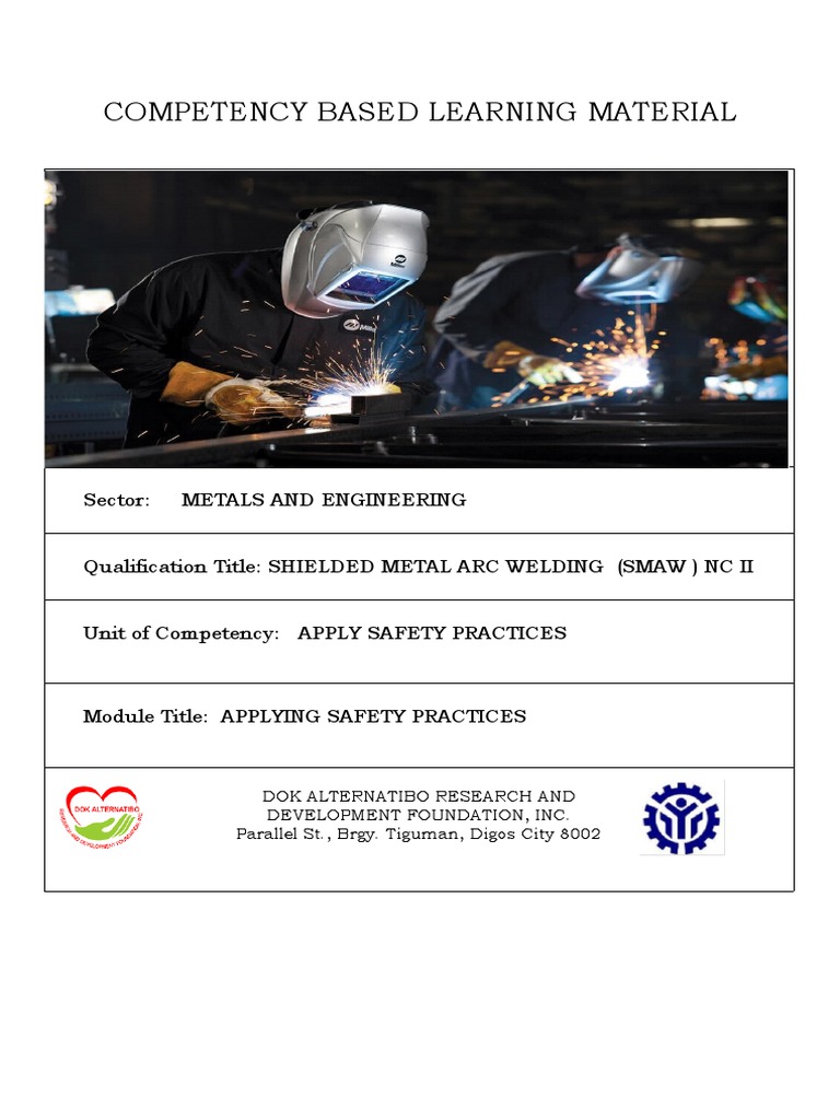 Smaw CBLM Applying Safety Practices | PDF | Personal Protective Equipment | Welding