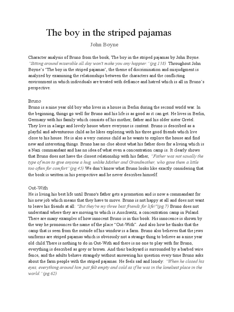 Character Analysis of The Boy in The Striped Pyjamas | PDF | Art ...