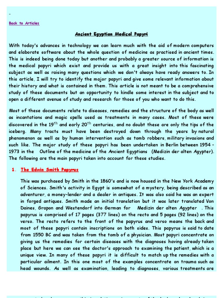 Ancient Egyptian Medical Papyri | PDF | Papyrus | Egyptology