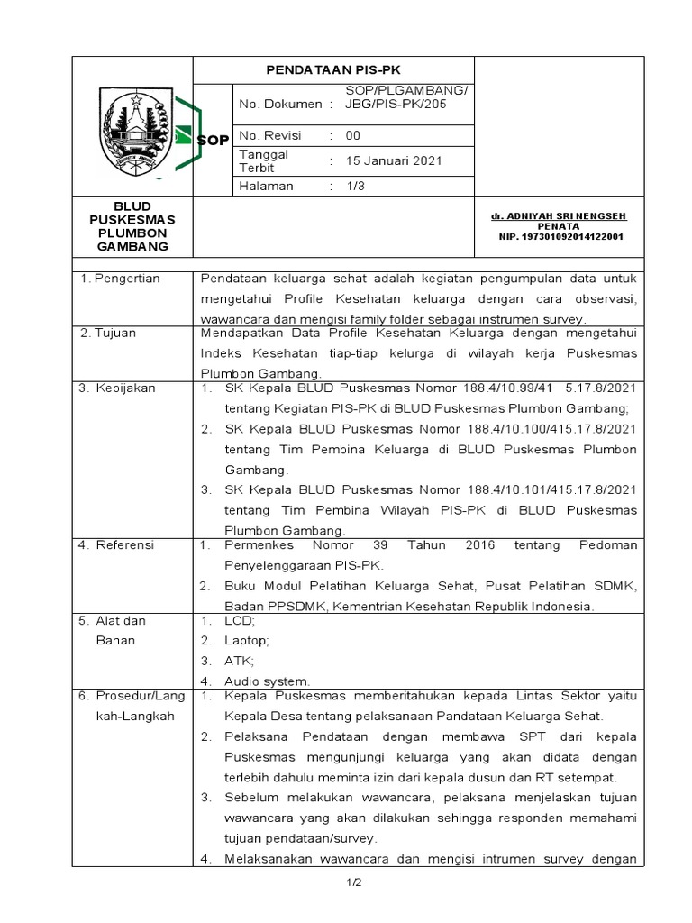 SOP Pendataan PISPK | PDF