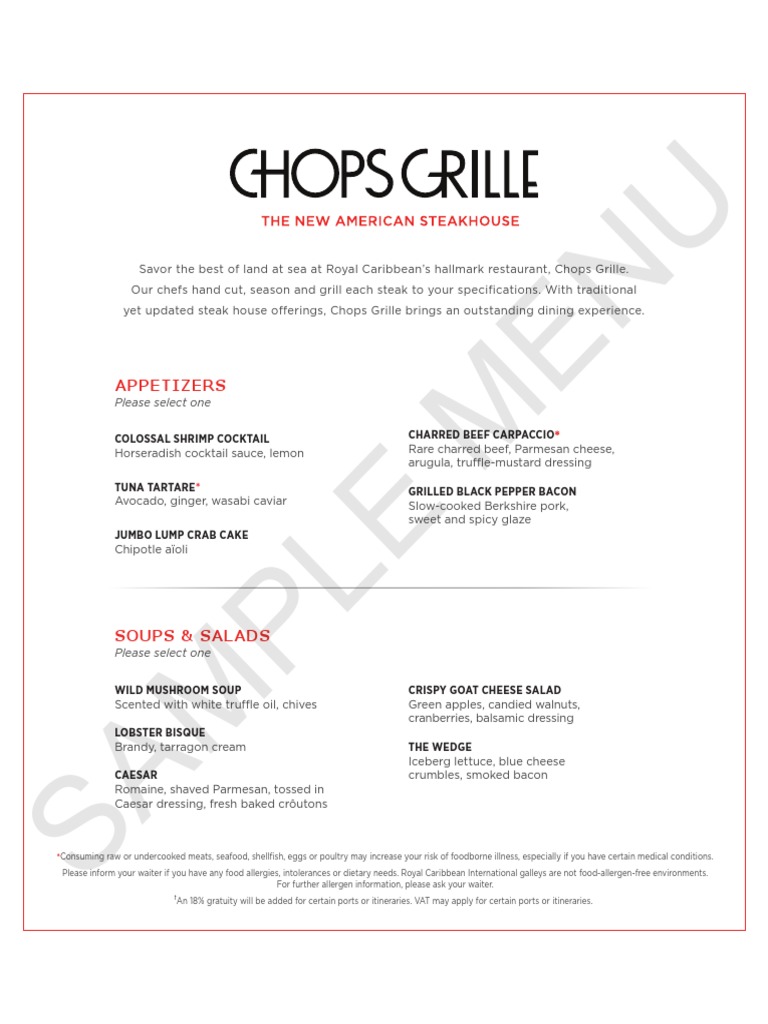 Chops Grille Menu Sample | PDF | Salad | Steak