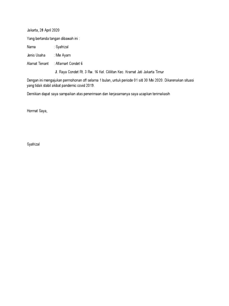 Pembebeasan Sewa Tenant Alfamart | PDF