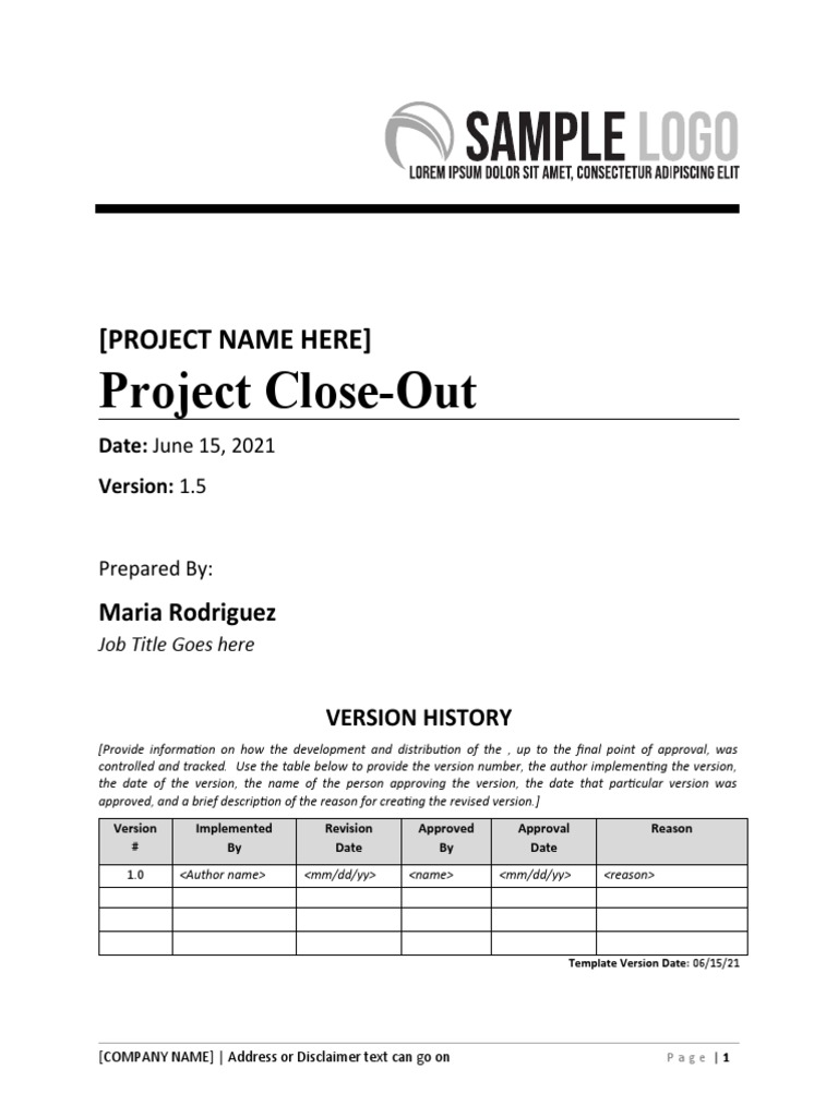 Project Close Out Template | PDF | Project Management | Computing