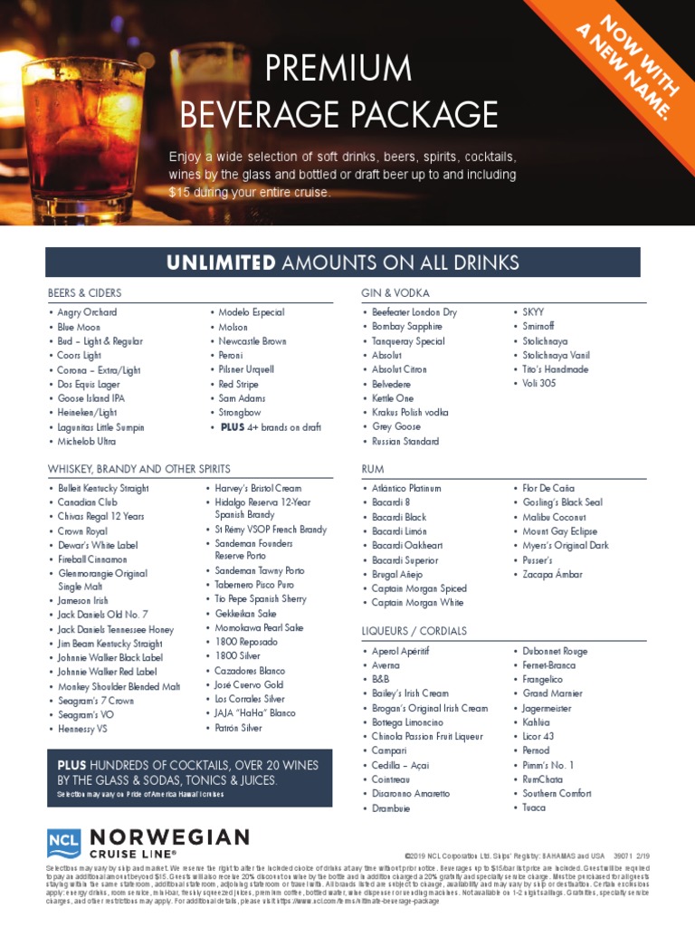 Premium Beverage Package: Unlimited Amounts On All Drinks | PDF | Drink ...