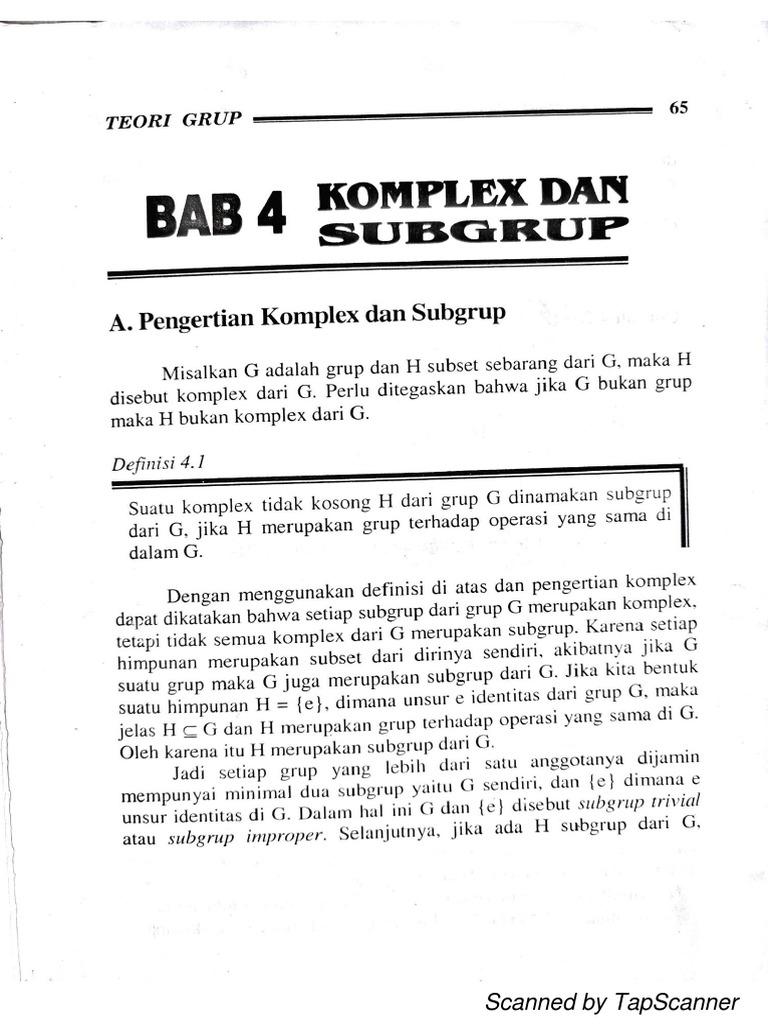 Kompleks, Subgrup, Koset, Subgrup Normal | PDF
