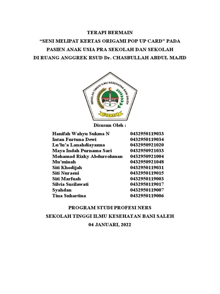 TERAPI BERMAIN MELALUI SENI MELIPAT KERTAS ORIGAMI | PDF