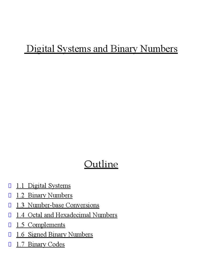 Chapter 1 Digital Systems and Binary Numbers | PDF | Subtraction | Binary Coded Decimal