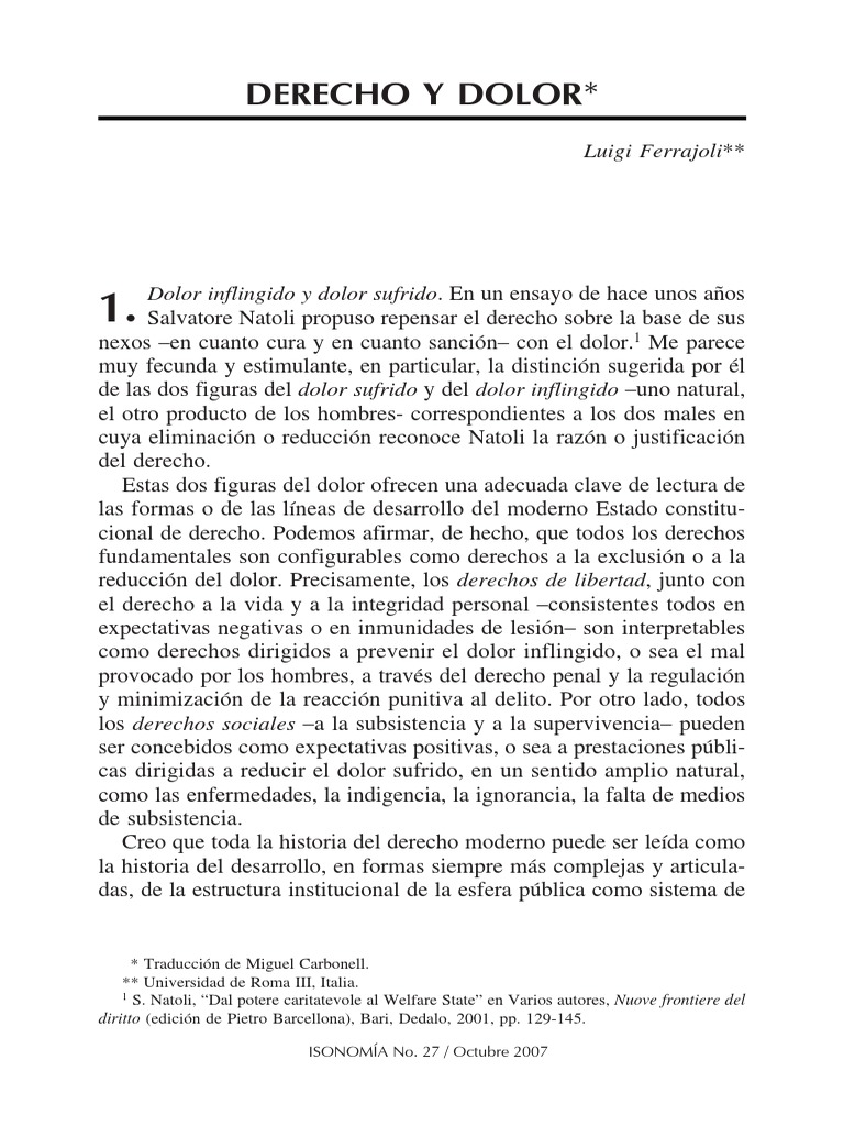 DERECHO Y DOLOR de Luigi Ferrajoli | PDF | Derecho penal | Constitución