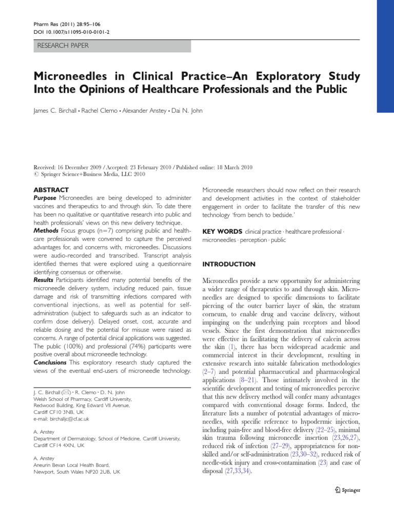 Microneedles in Clinical Practice - An Exploratory Study Into The ...