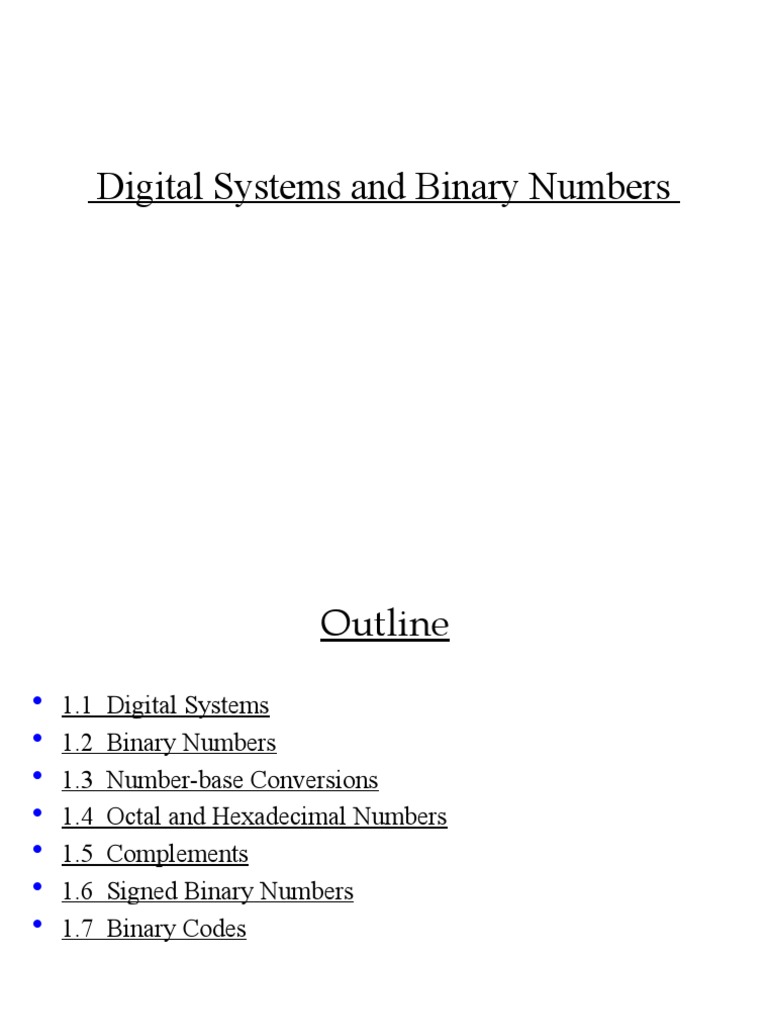 Chapter 1 Digital Systems And Binary Numbers Pdf Subtraction Binary Coded Decimal
