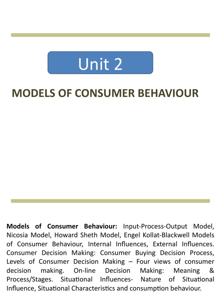 Models of Consumer Behaviour: Understanding the Input-Process-Output ...