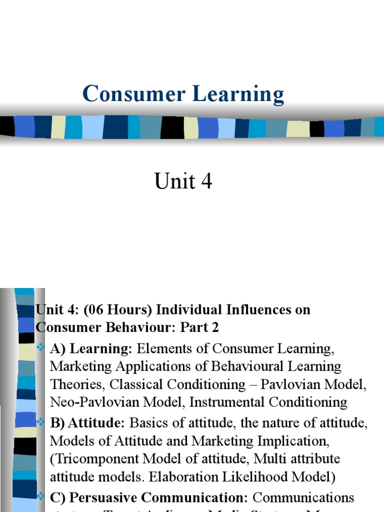 Consumer Learning: Unit 4 | PDF | Attitude (Psychology) | Learning
