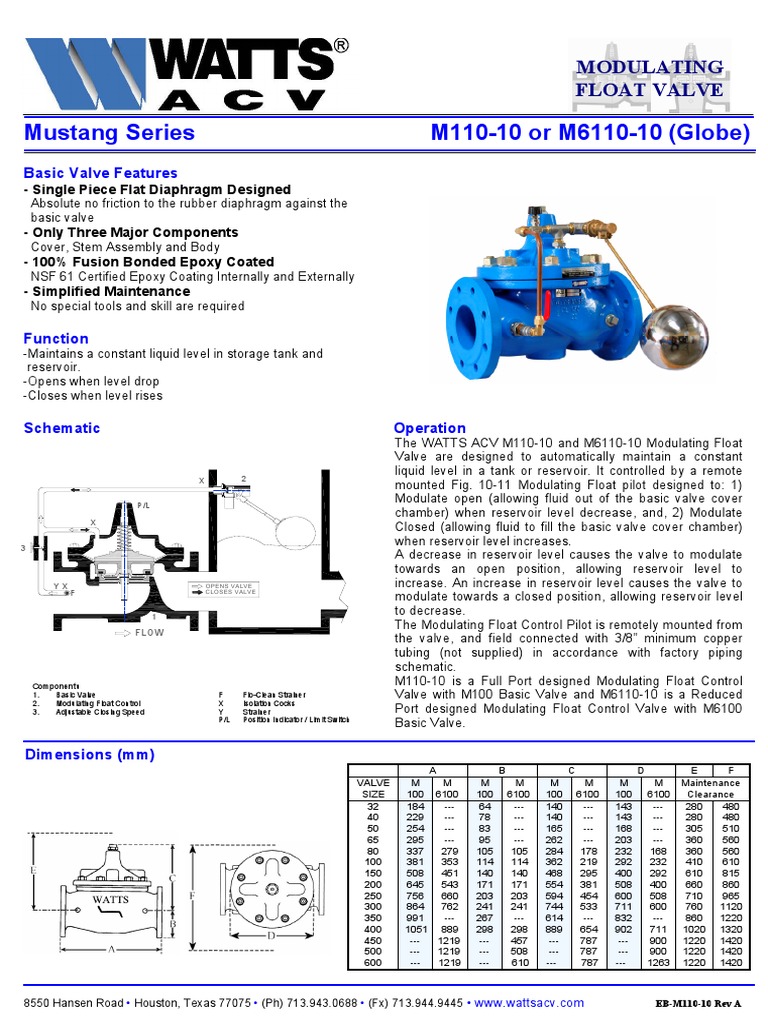 Modulating Float Control M110-10 | PDF | Valve | Building Materials