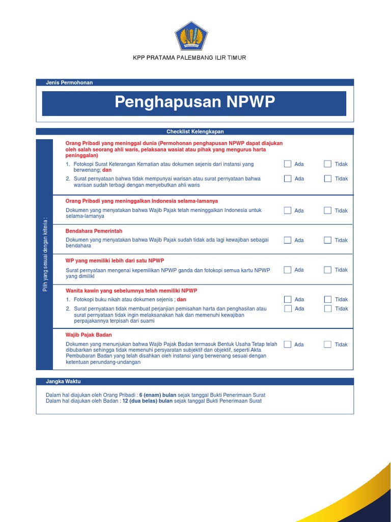 Form Penghapusan NPWP | PDF