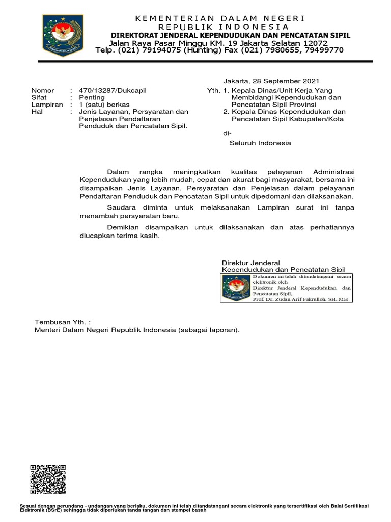 Jenis Layanan, Persyaratan Dan Penjelasan Dafduk Dan Capil | PDF