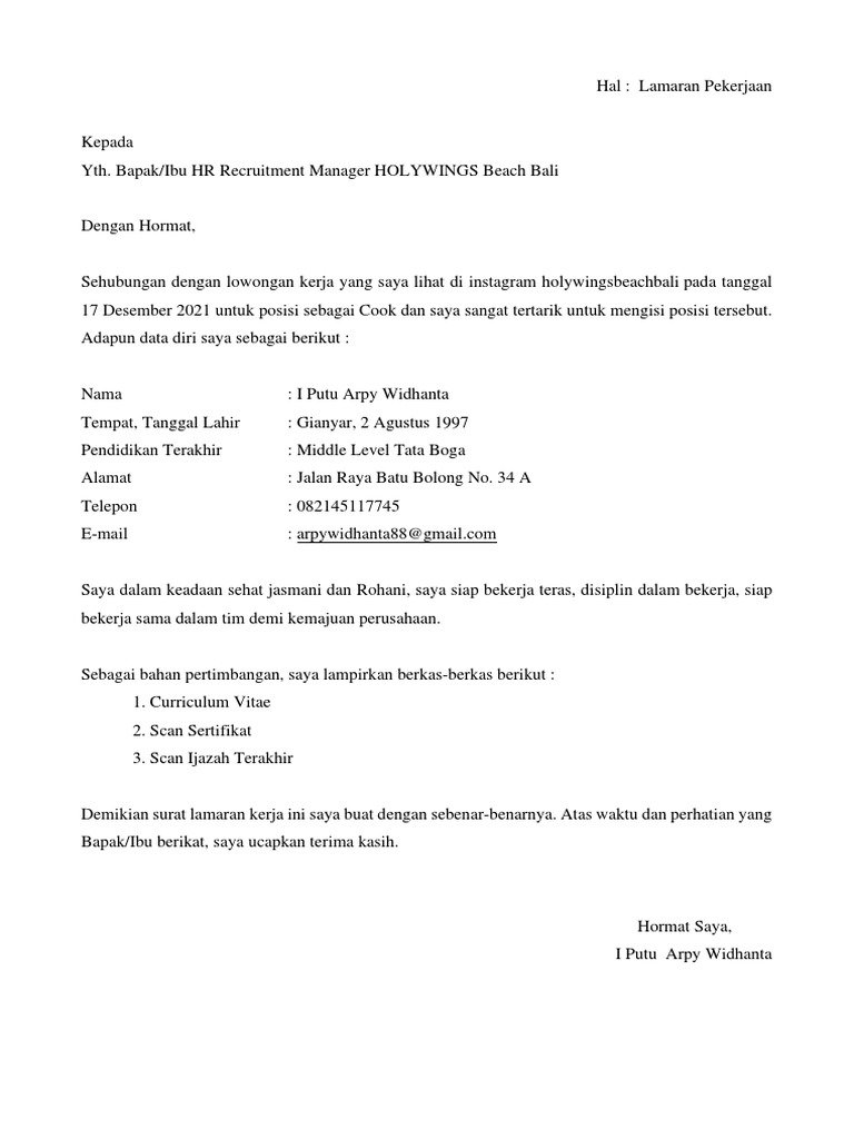 Surat Lamaran | PDF