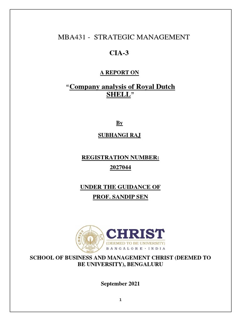 Mba431 - Strategic Management: A Report On | PDF | Royal Dutch Shell ...