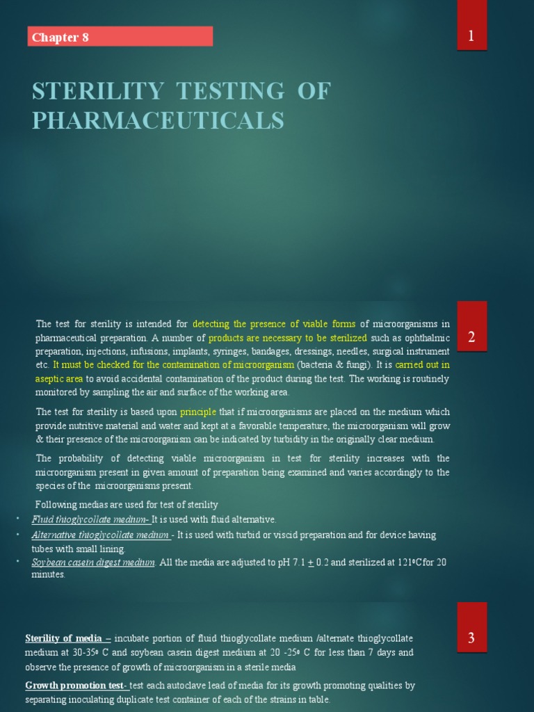 8 Sterility Testing of Pharmaceuticals | PDF | Sterilization ...