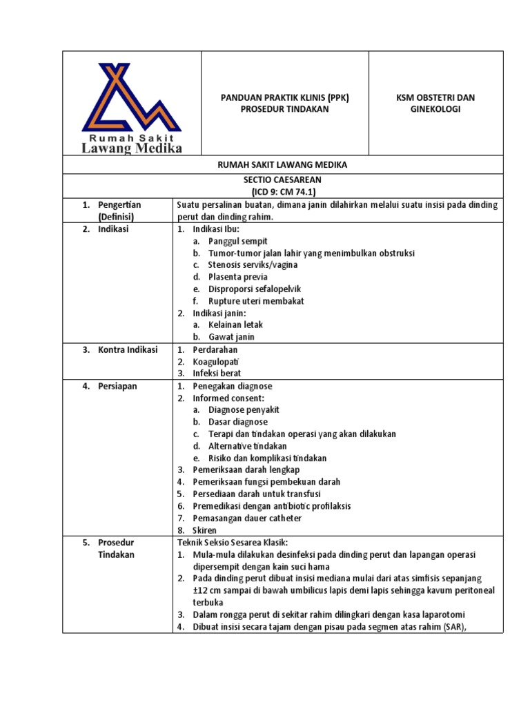 PPK PROSEDUR TINDAKAN Obgyn | PDF