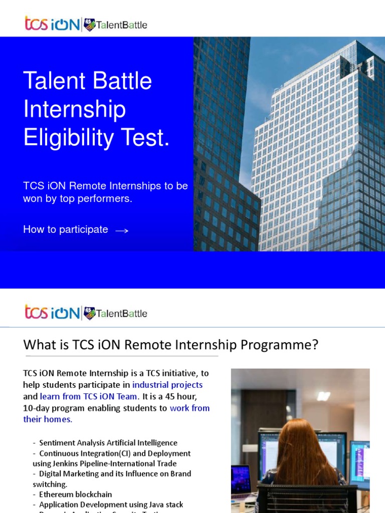 TCS iON Remote Internship Program Details | PDF | Internship | Job Hunting
