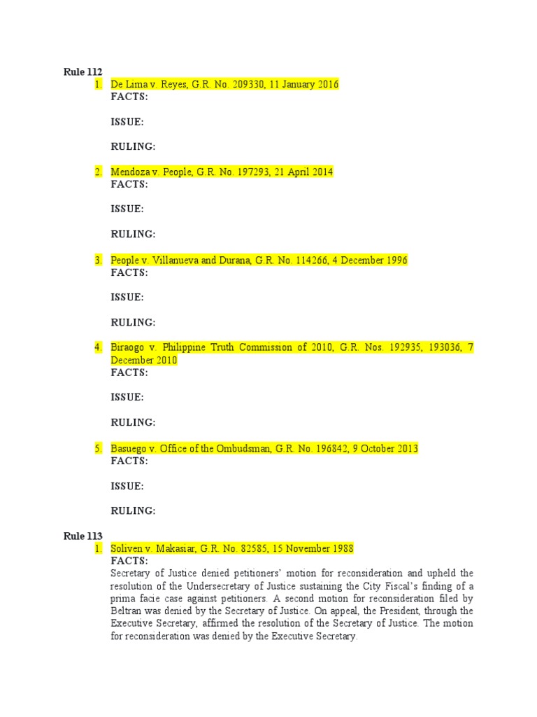 CrimPro Rule 112 Rule 117 Compiled Case Digests | PDF | Plea | Bail