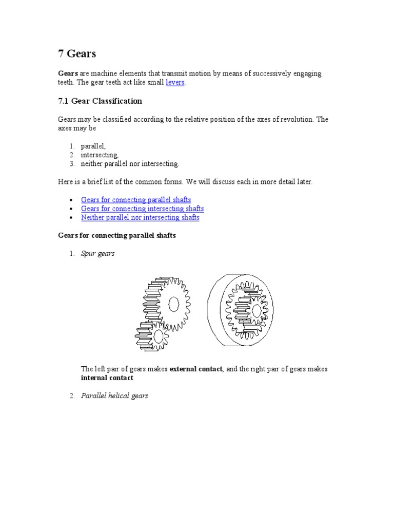 7 Gears: 7.1 Gear Classification | PDF | Gear | Rotation Around A Fixed ...
