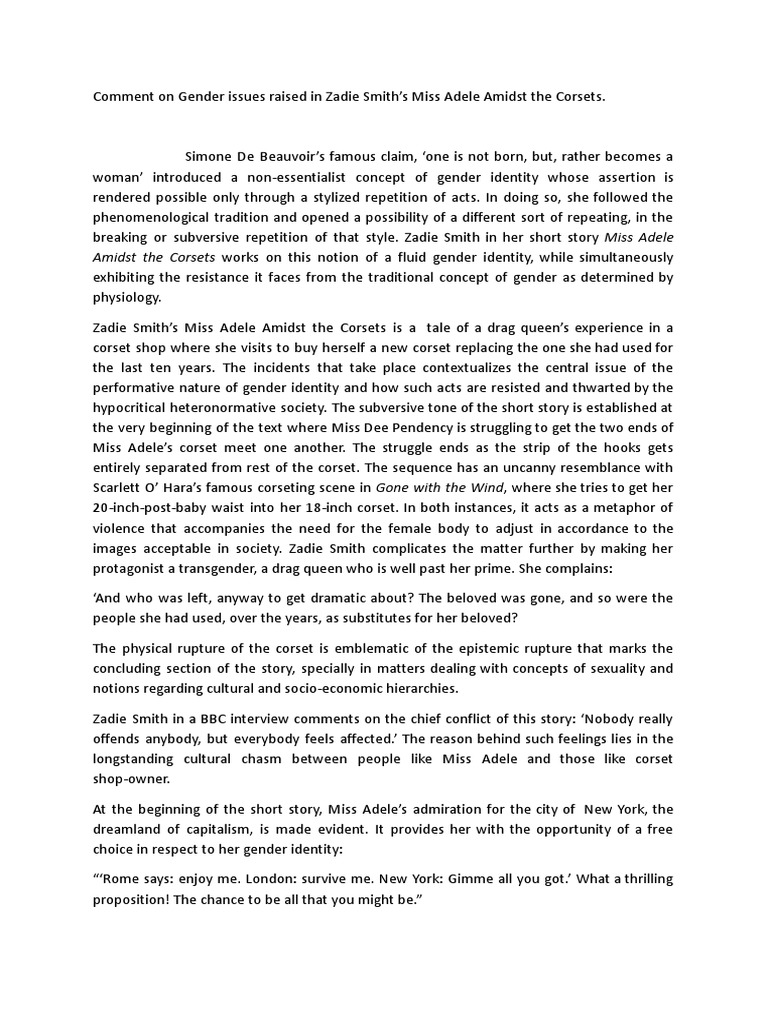 Gender Identity in Zadie Smith's Miss Adele | PDF | Gender | Gender Studies