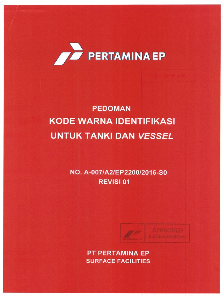 A-007 Kode Warna Identifikasi Untuk Tanki Dan Vessel (Rev 01) | PDF