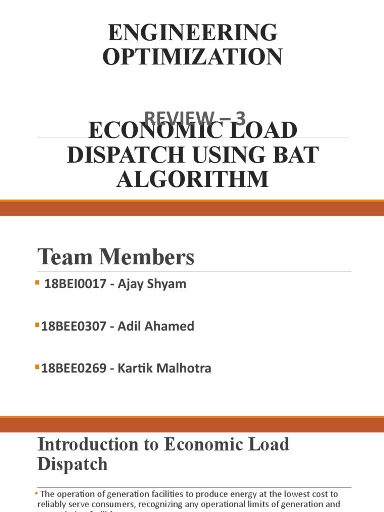 Engineering Optimization Economic Load Dispatch Using Bat Algorithm | PDF | Mathematical ...