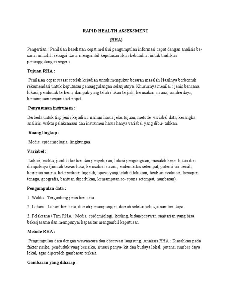 RAPID HEALTH ASSESSMENT: AN OVERVIEW | PDF