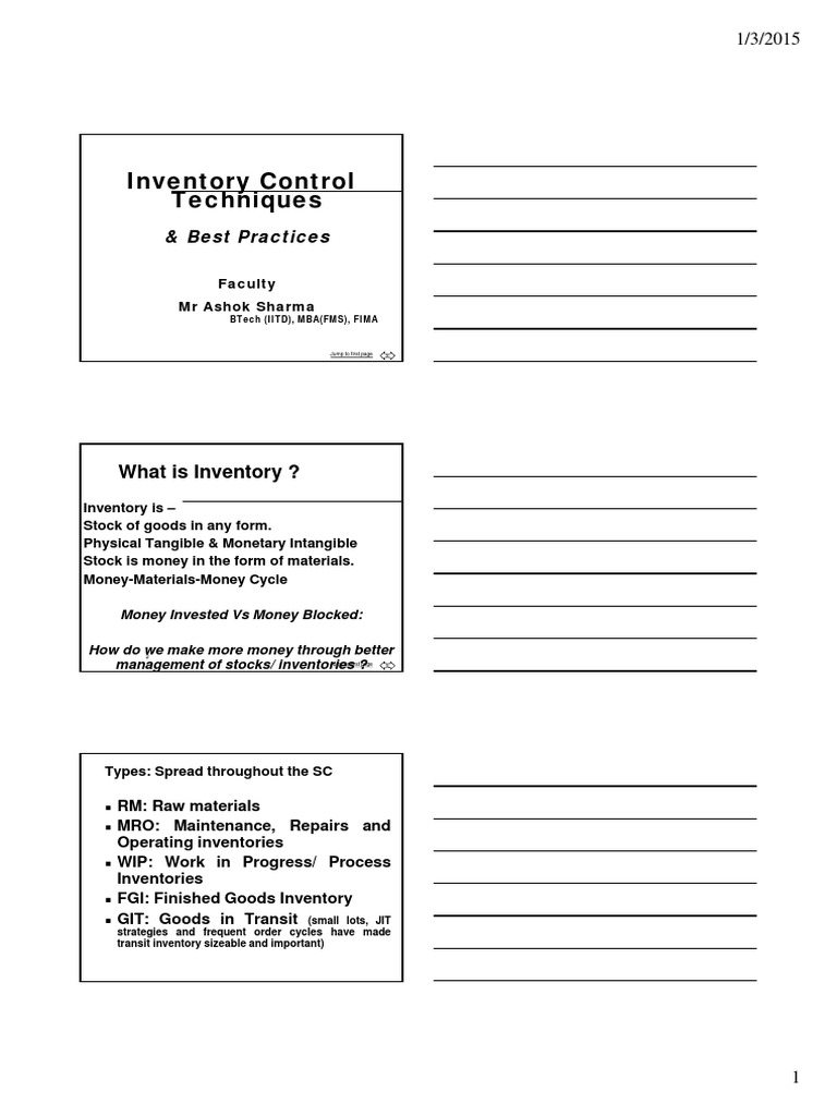 Inventory Control | PDF | Inventory | Balance Sheet