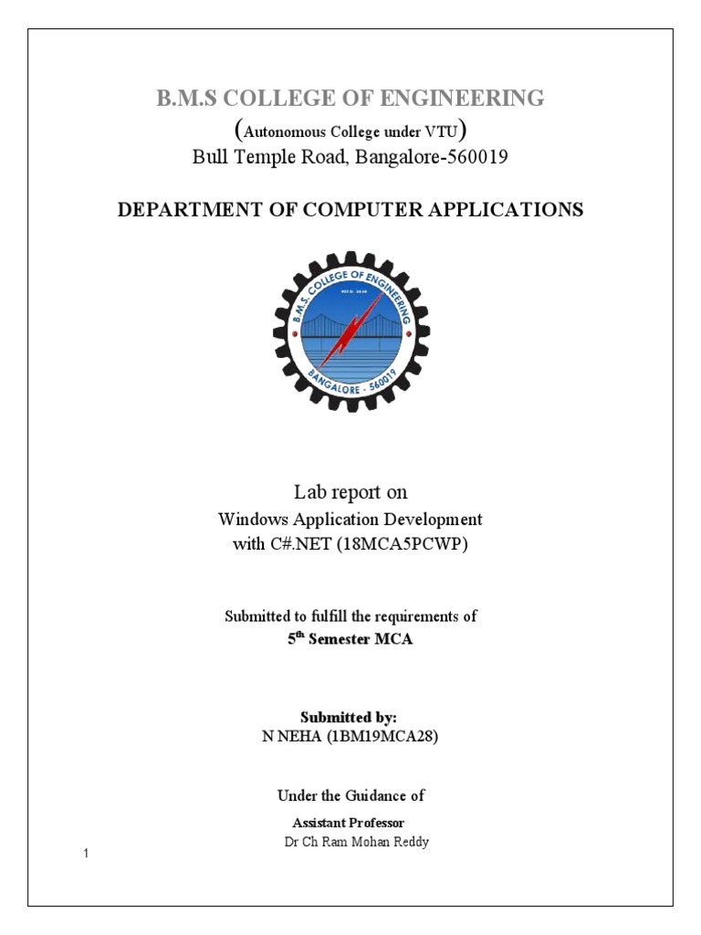 B.M.S College of Engineering: Department of Computer Applications | PDF | C Sharp (Programming ...