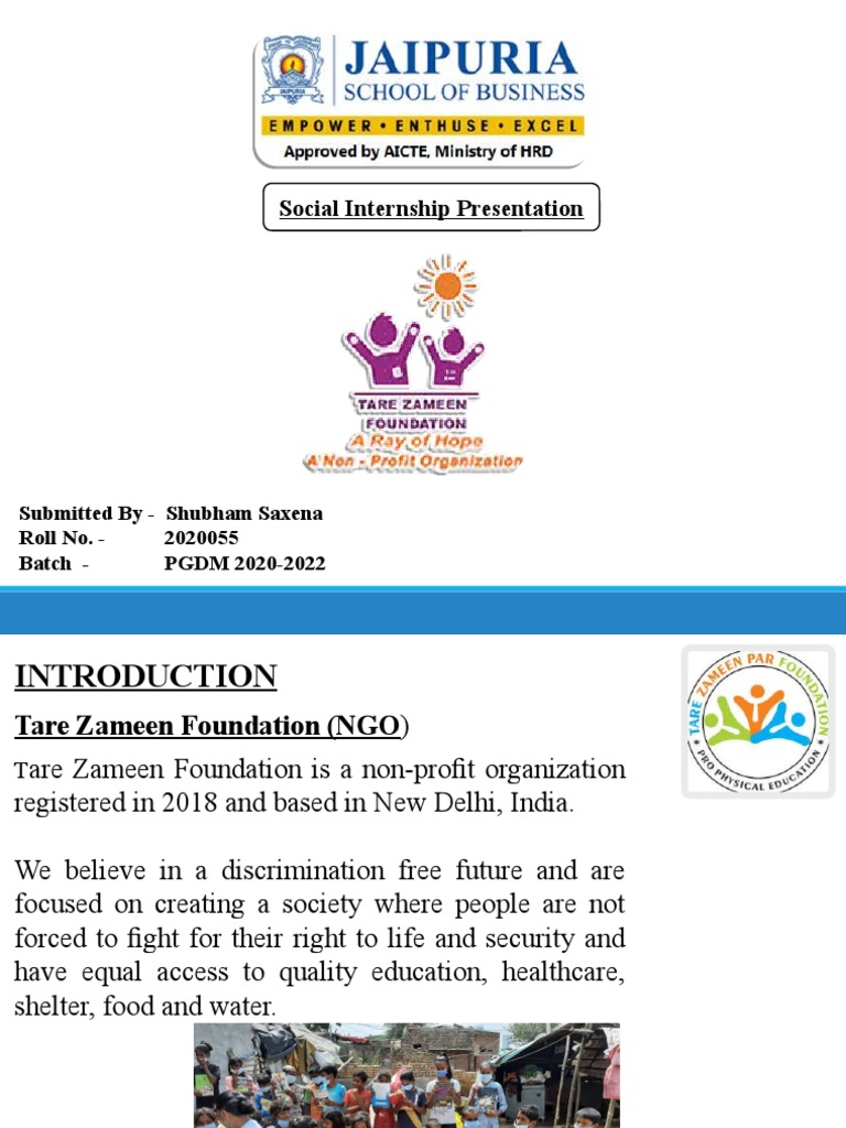 Social Internship Report | PDF | Non Governmental Organization