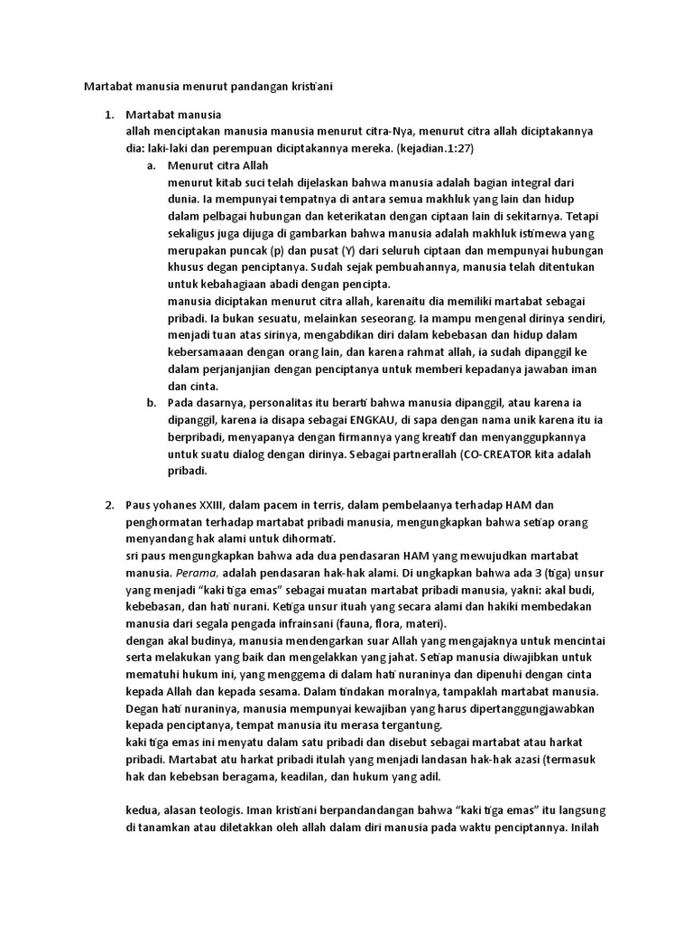 Martabat Manusia Menurut Pandangan Krist | PDF | Filsafat