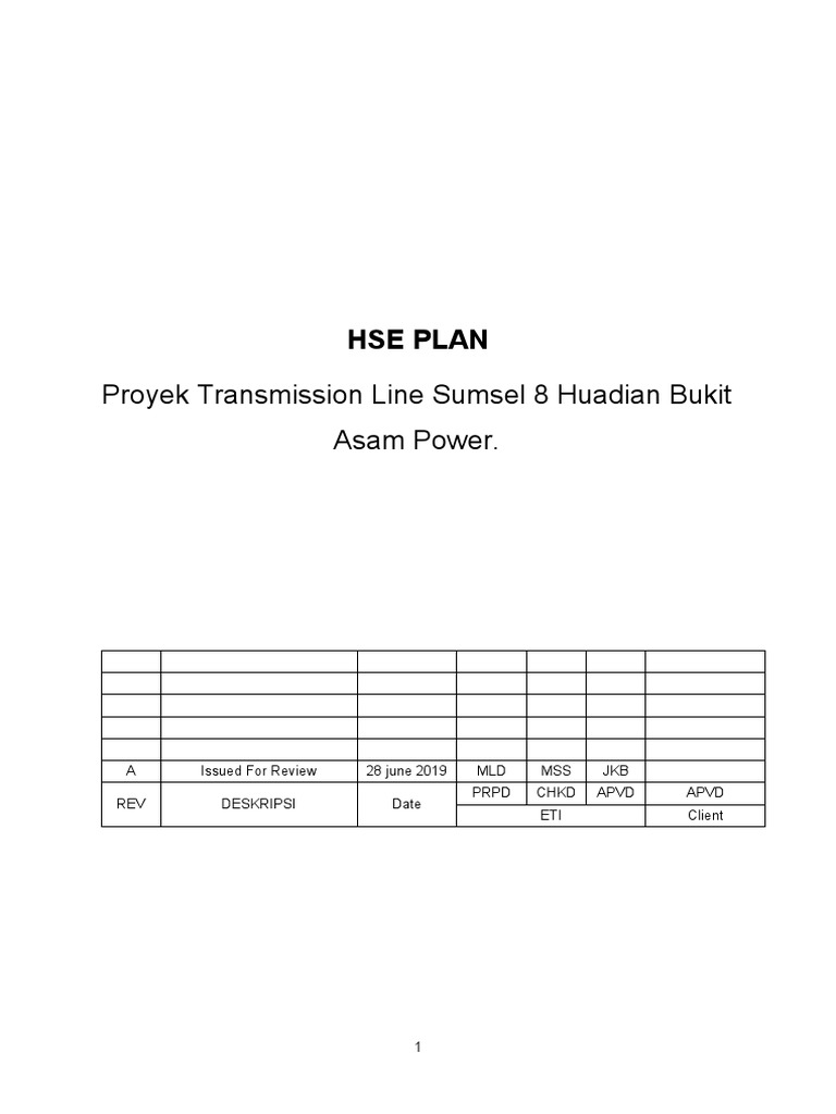 Hse Plan - Inggris Fix | PDF | Occupational Safety And Health ...