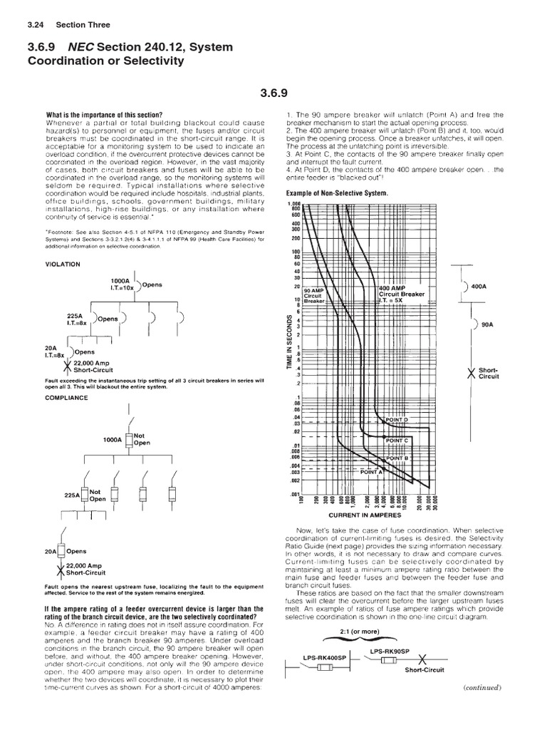 NEC Section 240.12, System: 3.6.9 Coordination or Selectivity 3.6.9 ...
