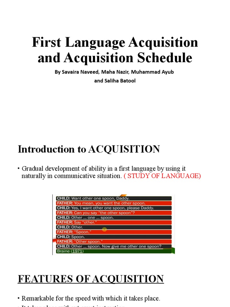 First Language and Acquisition Schedule | PDF | Communication ...