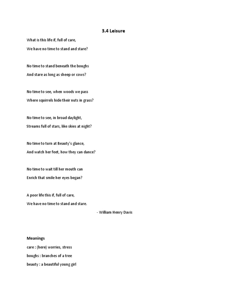 3.4 Leisure | PDF | Poetry | Poetic Devices