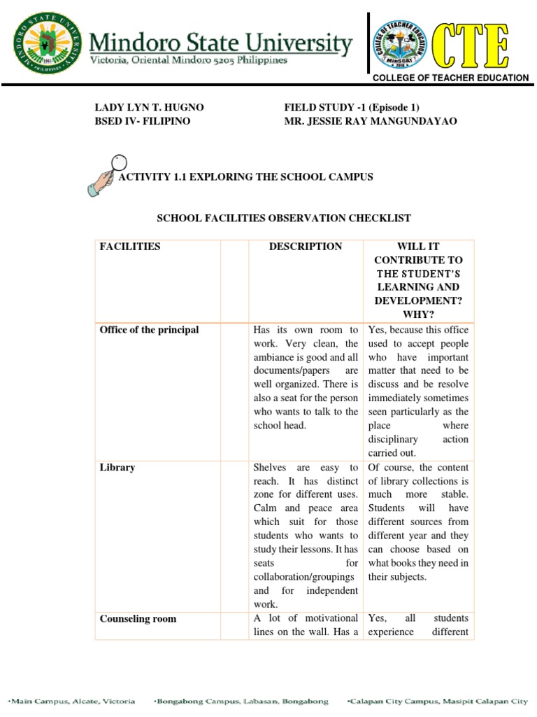 FIELD STUDY-1 (Episode 1) | PDF | Classroom | Teachers