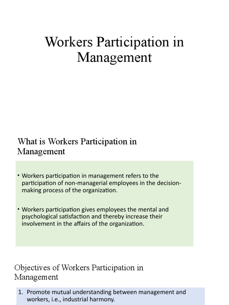 Workers Participation in Management - PPT | PDF
