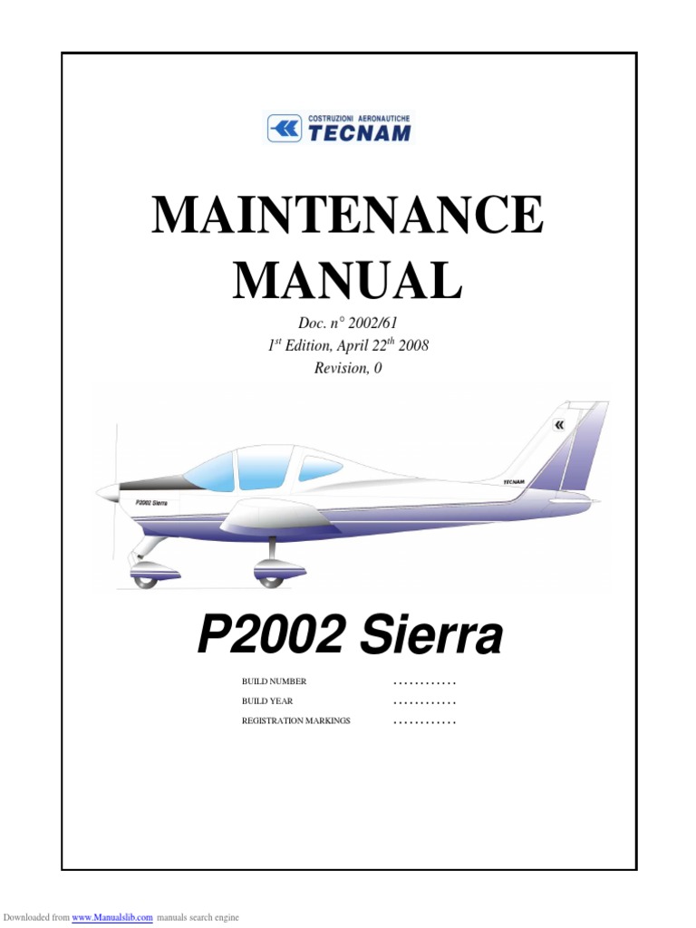 Maintenance Manual: P2002 Sierra | PDF | Corrosion | Empennage