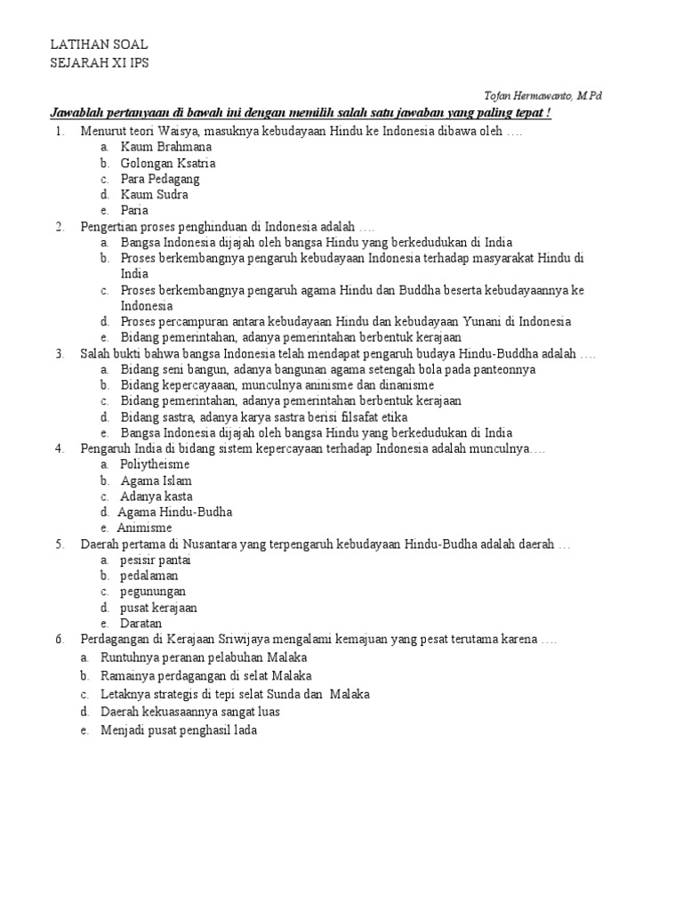 Bina - Latihan Sejarah XI IPS | PDF