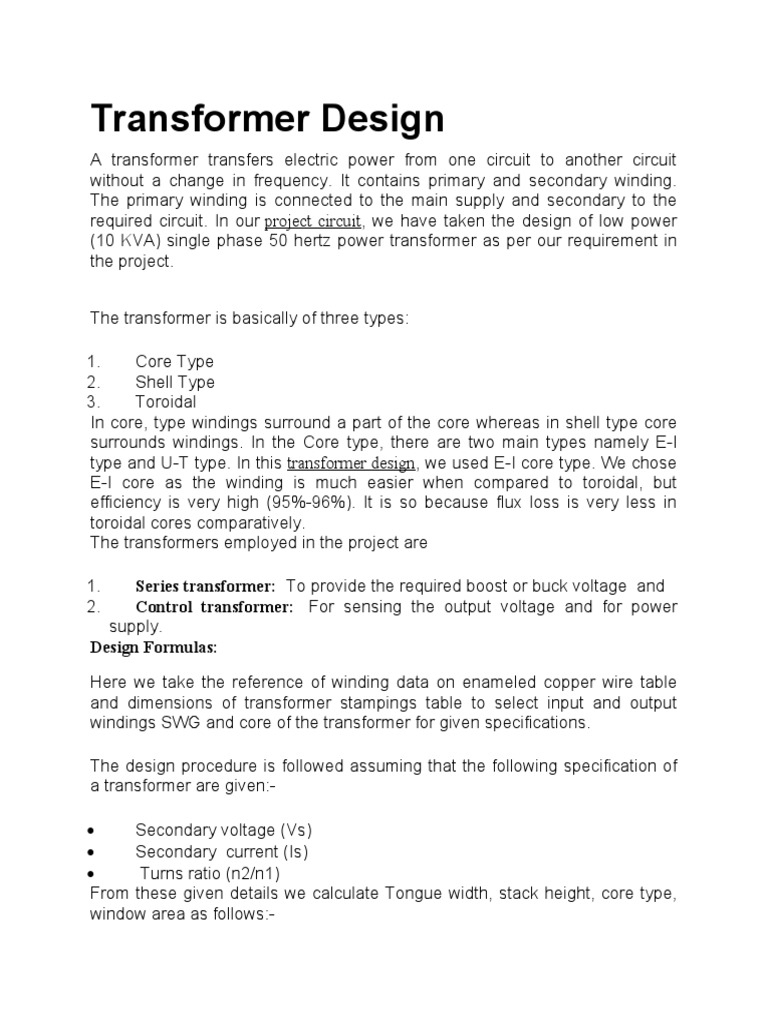 Transformer Design | PDF | Transformer | Electronic Engineering