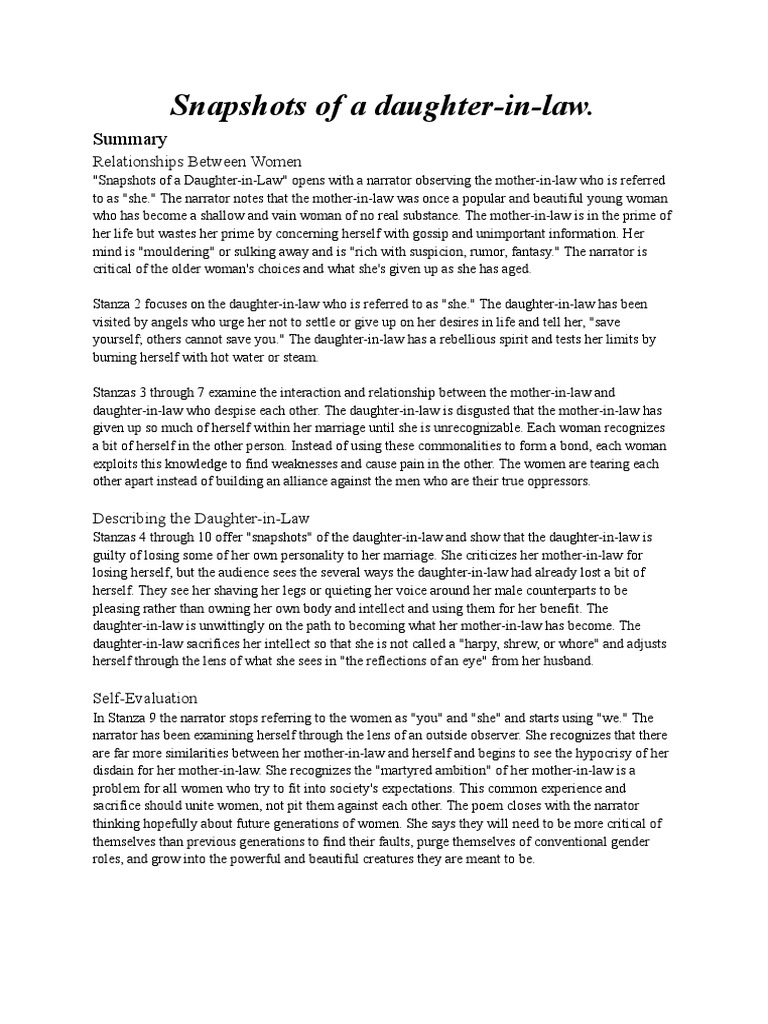 Snapshots of A Daughter-In-law | PDF | Feminism | Gender Studies