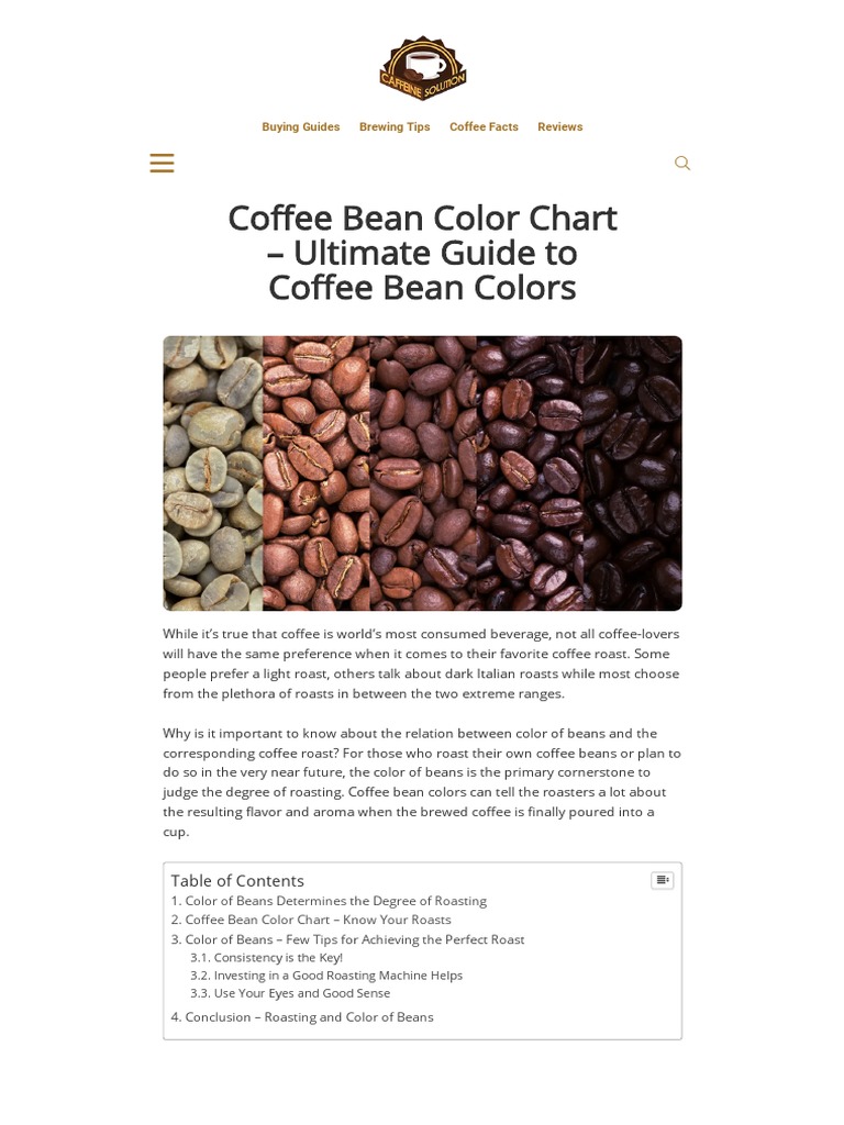 Coffee Bean Color Chart - Ultimate Guide To Coffee Bean Colors | PDF ...