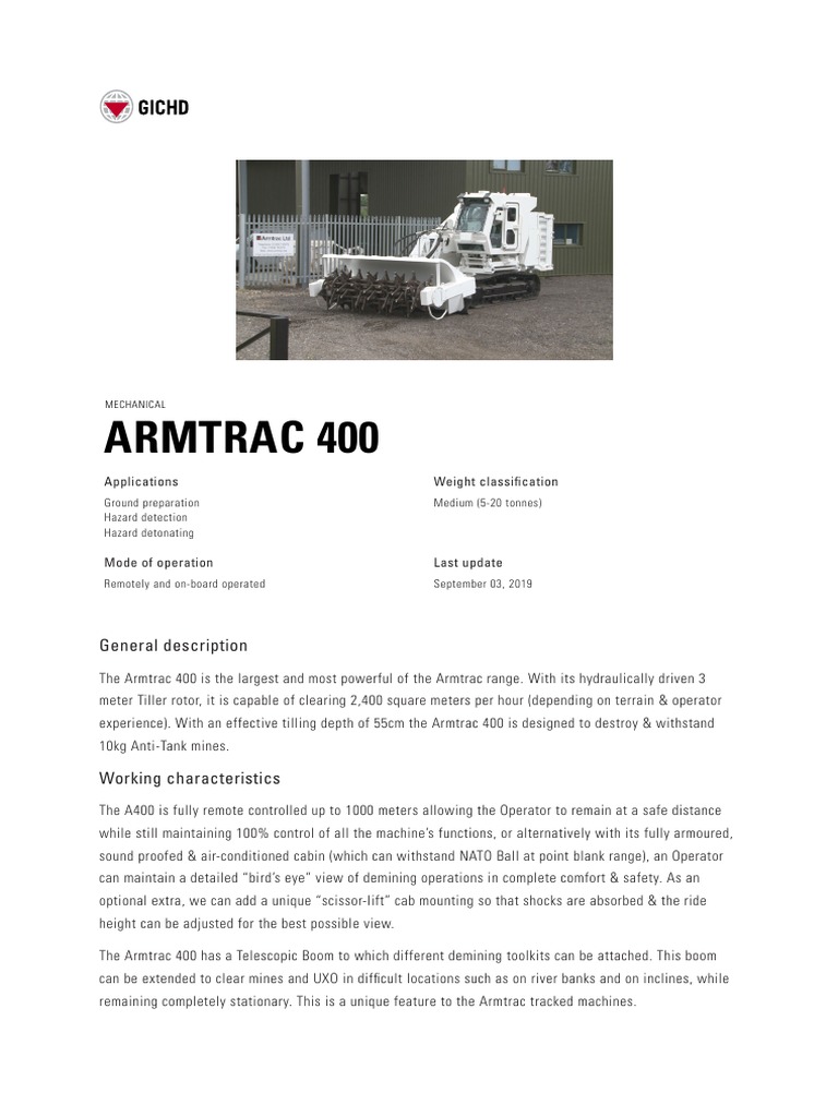 Equipment Armtrac 400 | PDF | Manufactured Goods | Vehicles