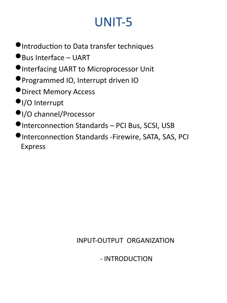 Unit 5 - Coa | PDF | Input/Output | Central Processing Unit