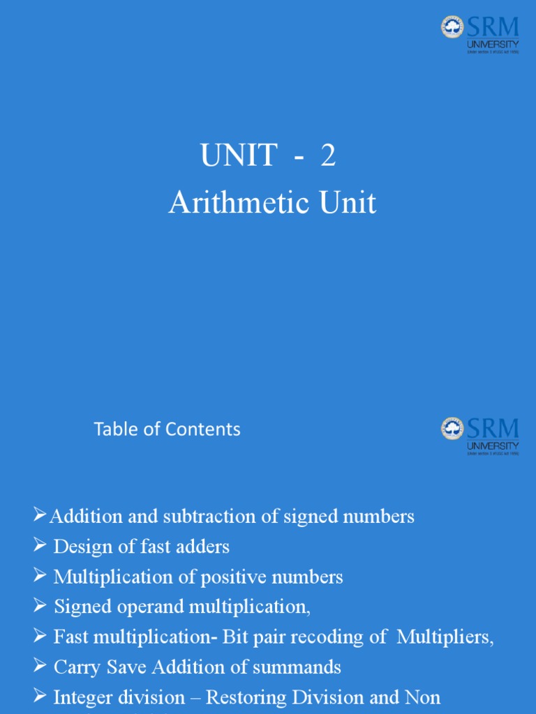 Unit - 2 Arithmetic Unit | PDF | Theory Of Computation | Computer Architecture