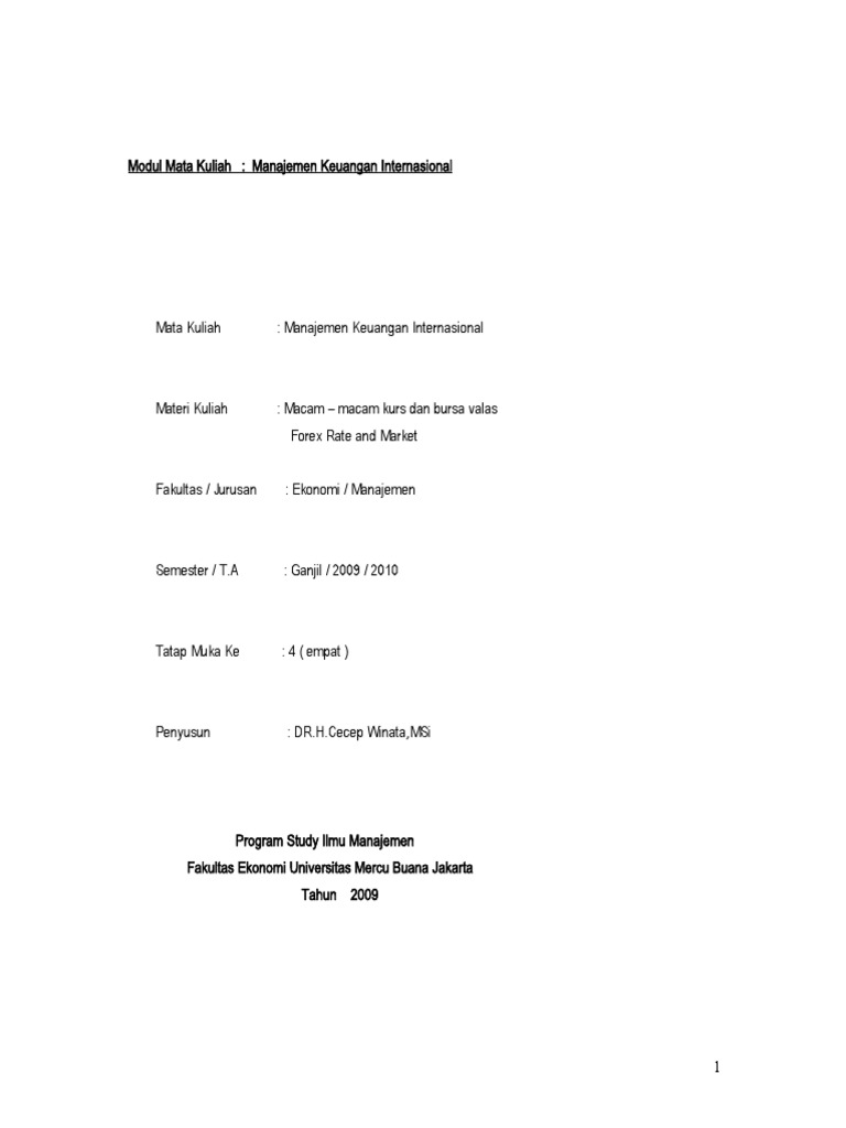Modul MKI 4 Macam Macam Kurs Bursa Valas | PDF | Bisnis | Pengelolaan ...