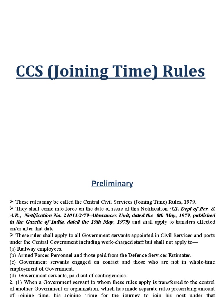CCS Joining Time Rules 1979 20210405120021 | PDF | Civil Service ...